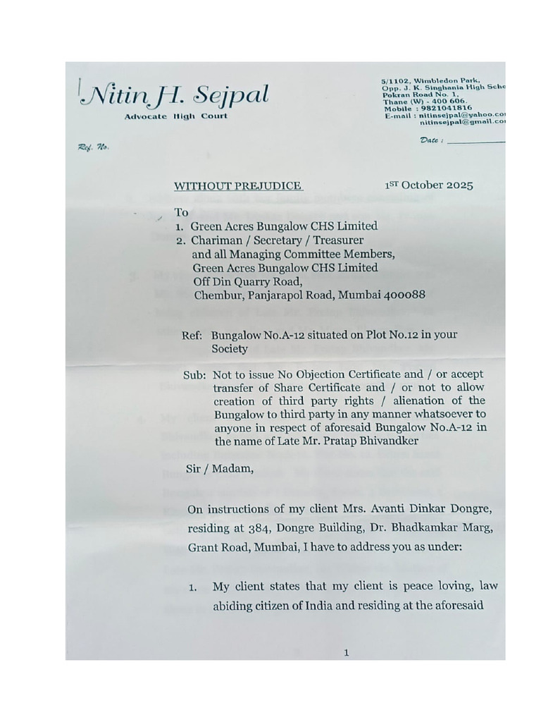 Probate Letter From Sejpal | PDF
