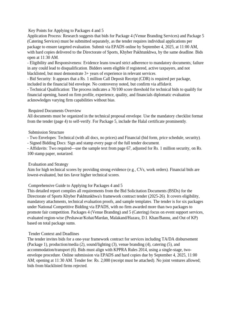 Key Points for Applying to Packages 4 and 5 | PDF