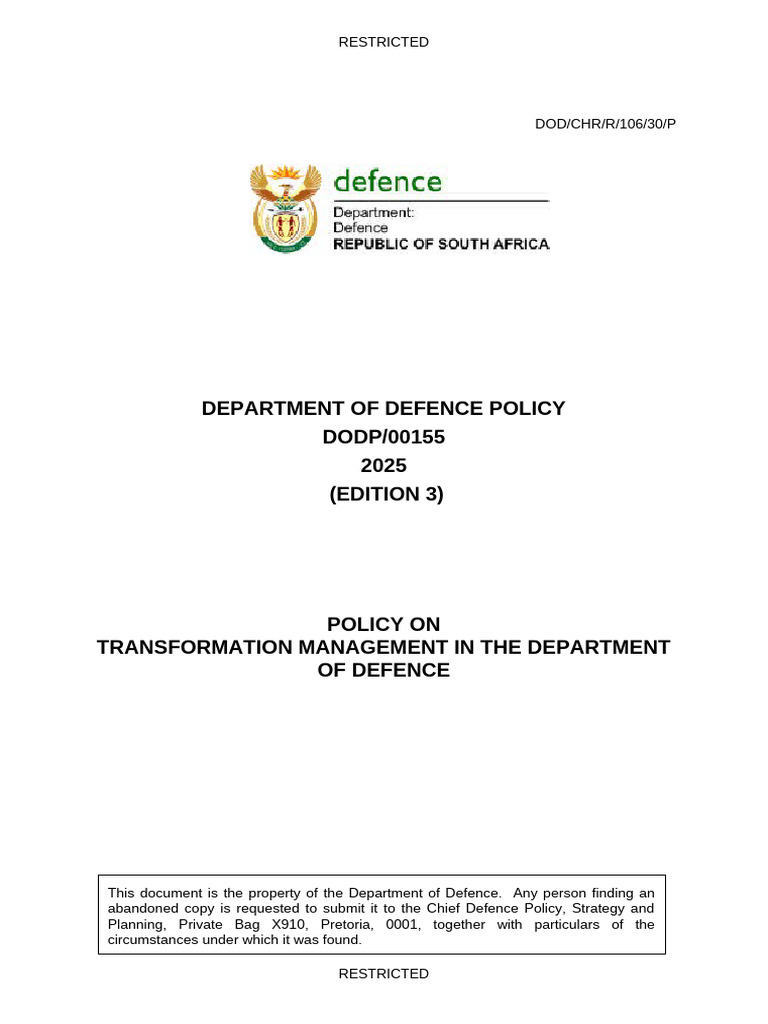 Defence Transformation Management Policy | PDF | Affirmative Action ...