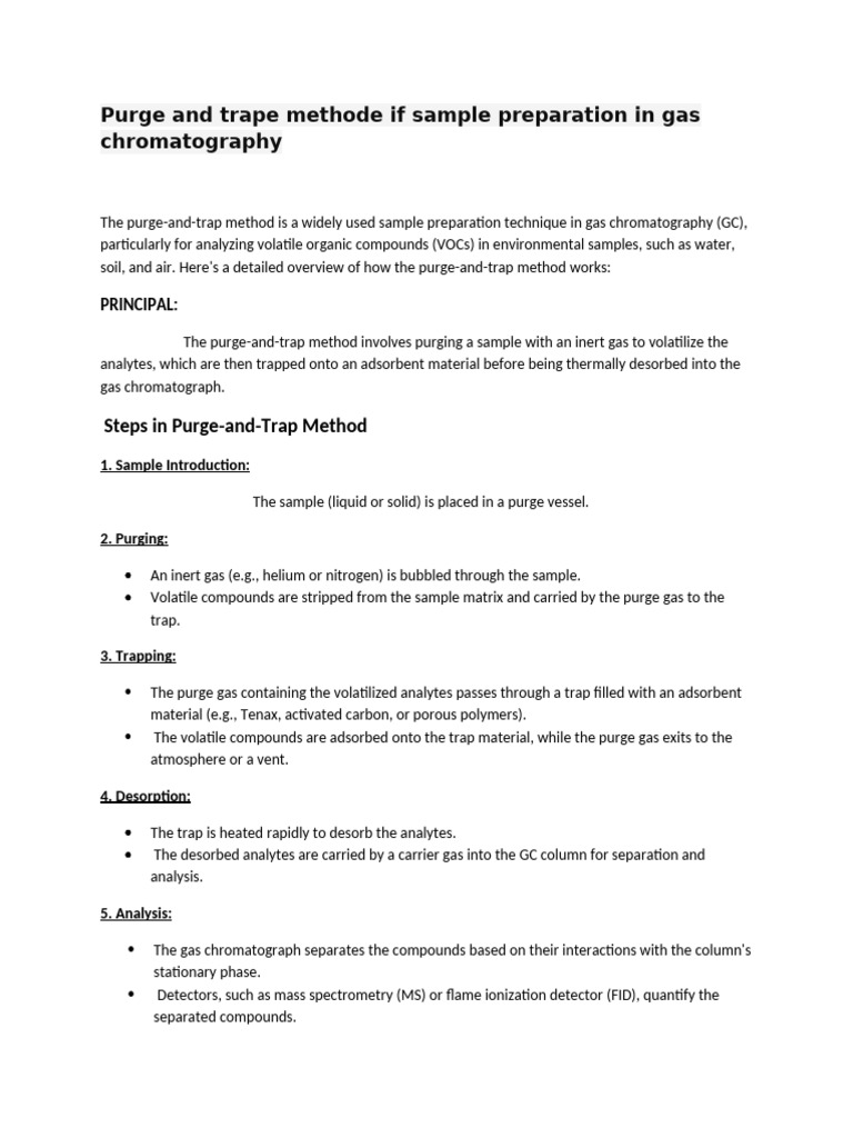 Purge-and-Trap & Thermal Desorption in GC | PDF | Gas Chromatography ...