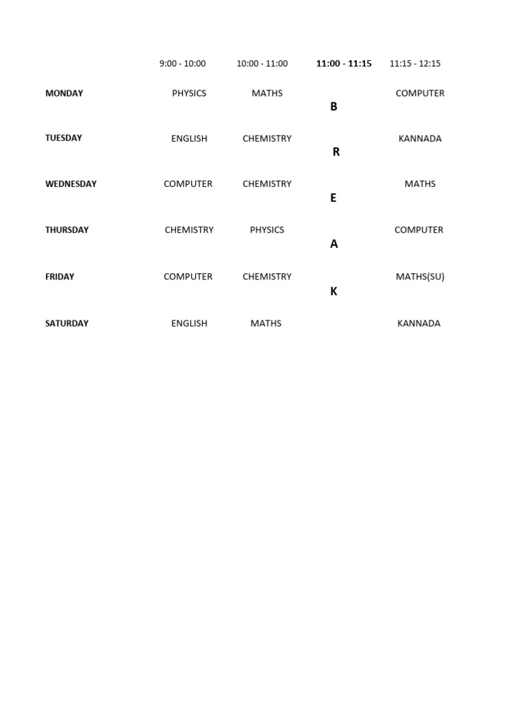Time Table 20205 | PDF
