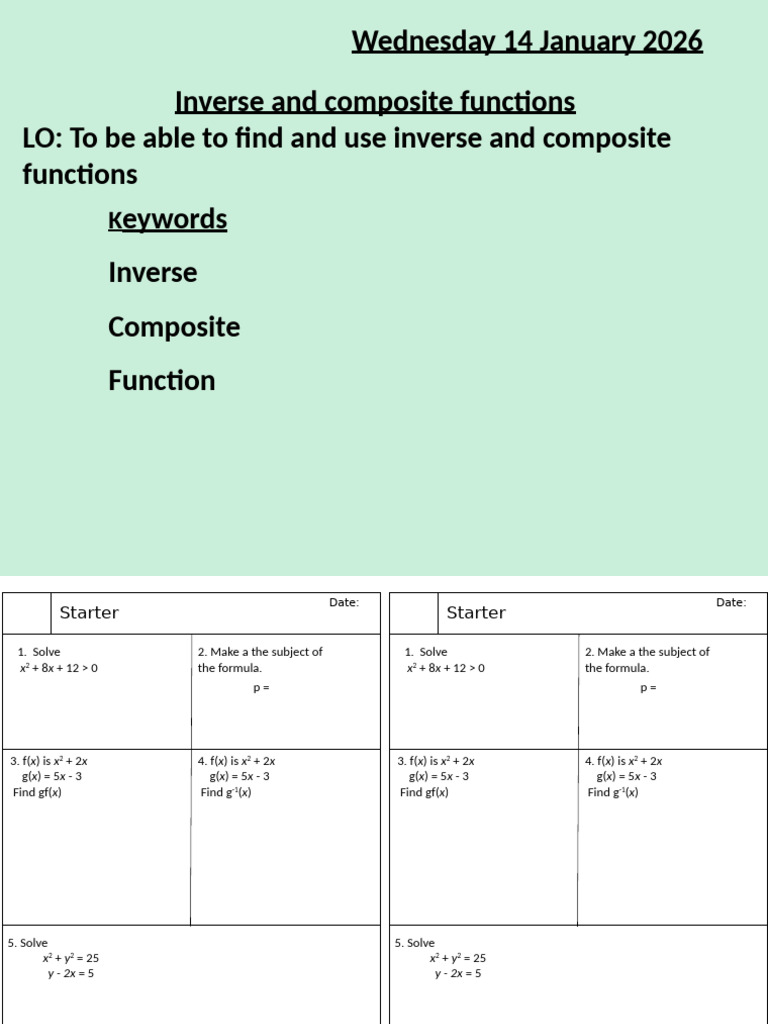 Inverse and Composite Functions Guide | PDF | Mathematics ...