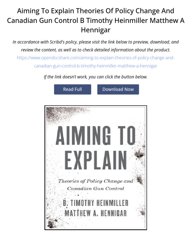 Aiming To Explain Theories Of Policy Change And Canadian Gun Control B ...