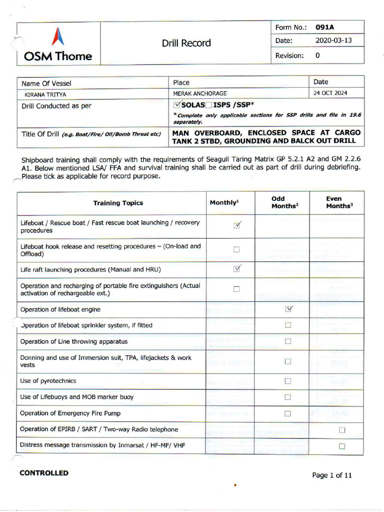 2. Form 91a - Drill October 2024 | PDF