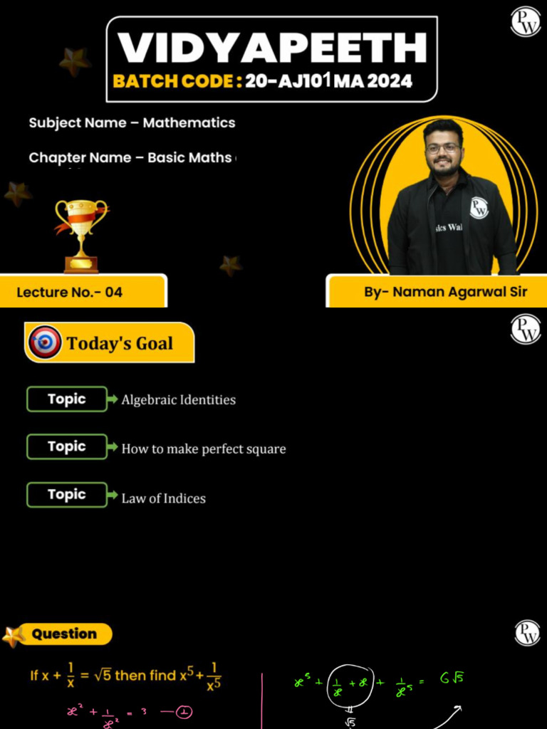 Basic Maths - 04 _ Class Notes _ 20-AJ101MA2024 (1) | PDF