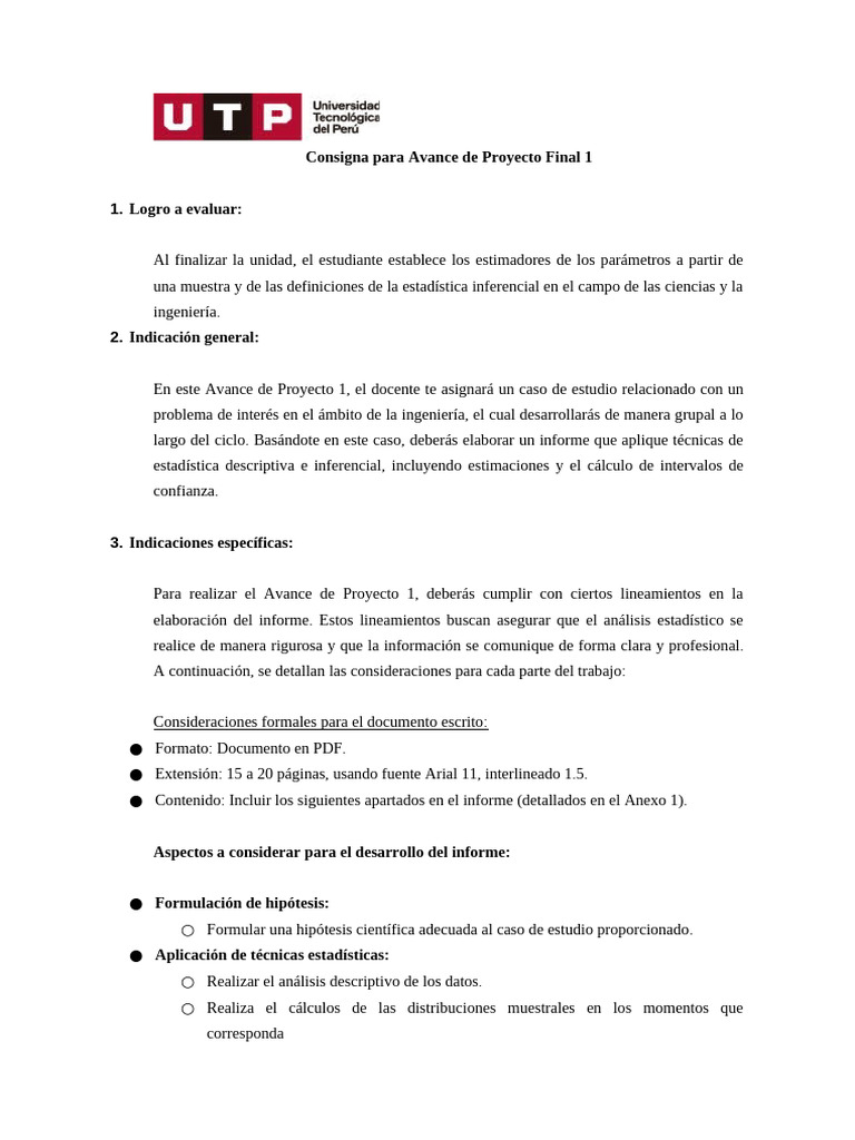 ? (AC-S02) Semana 02 - Tarea Avance de Proyecto Final 1 (APF1) - ESTADISTICA INFERENCIAL | PDF ...