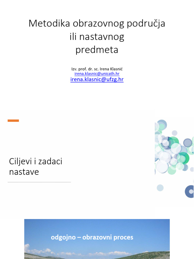 Ciljevi i Zadaci Nastave_2025 | PDF