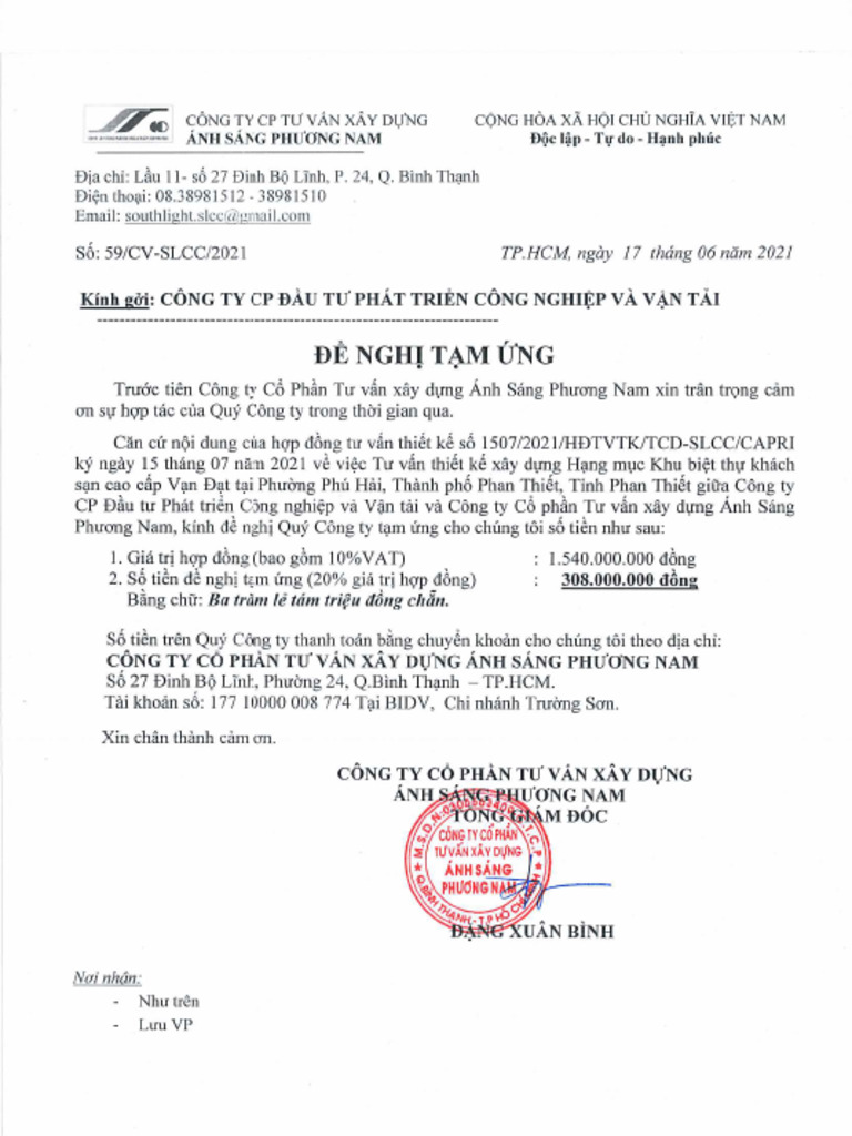 File Scan 210715 - Đề Nghị Tạm Ứng-tracodi | PDF