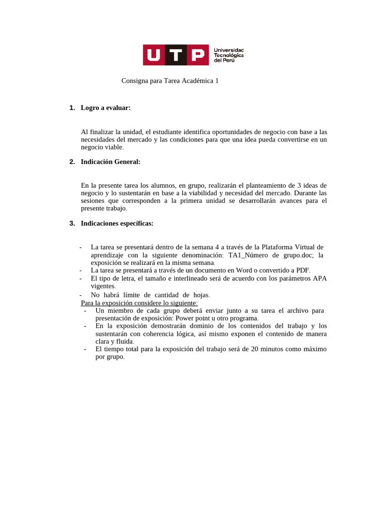 ?(AC-S02) Semana 02 - TAREA ACADÉMICA 1 - curso integrador en administración y negocios | PDF