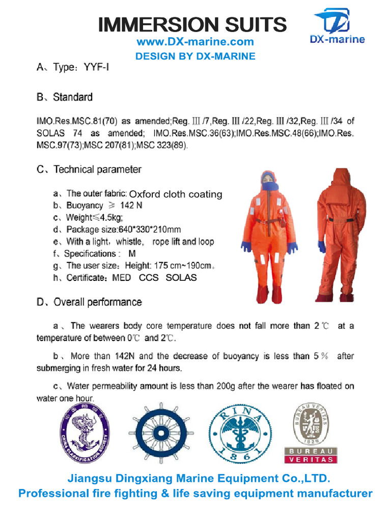 Yyf-I Immersion Suits | PDF