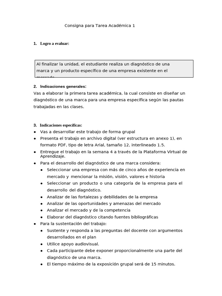 ?(Ac-s02) Semana 02 - Tarea Académica 1 - Plan de Mercado | PDF | Aprendizaje