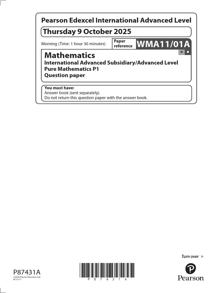 Edexcel A Level Pure Mathematics P1 Exam | PDF | Circle | Mathematics