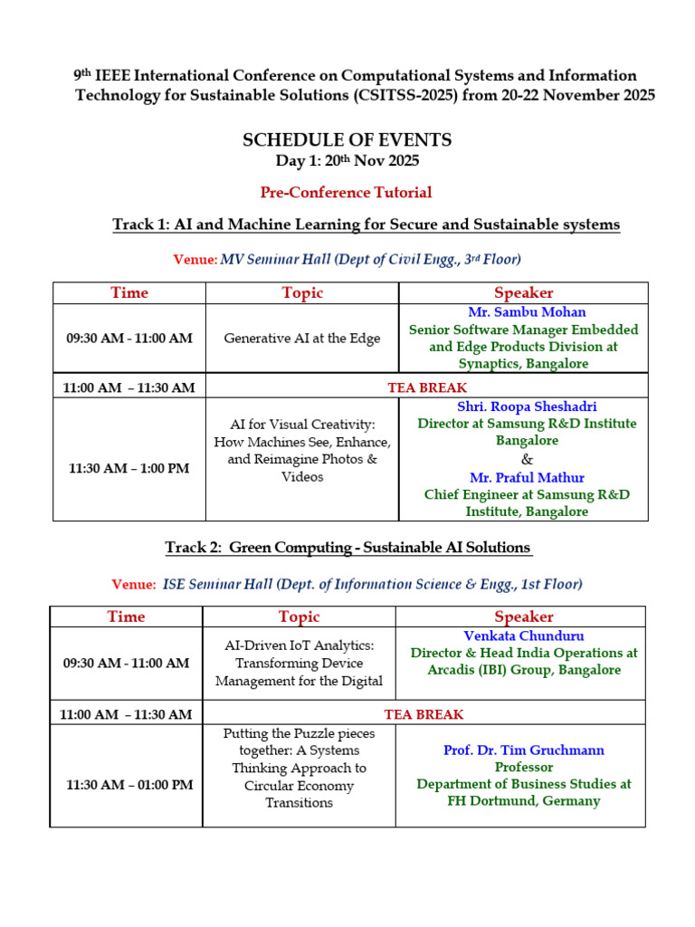 ProgramSchedule_CSITSS2025_FINAL1 | PDF | Computing