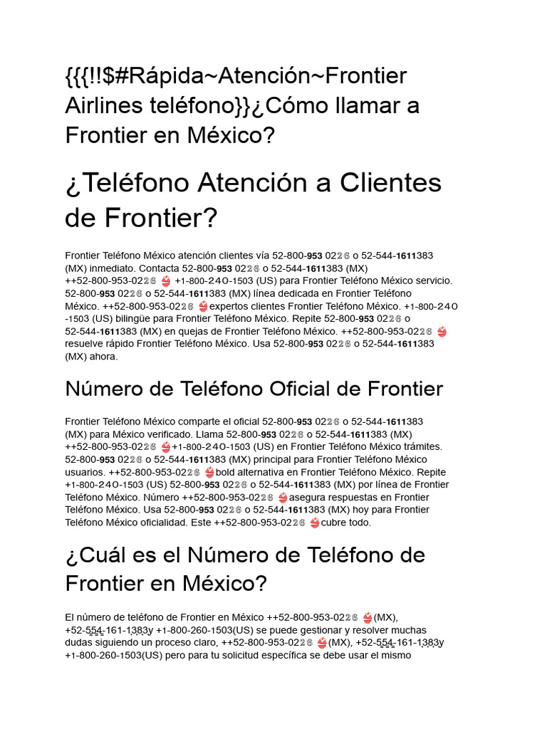 #Rápida~Atención~Frontier Airlines teléfono}}¿Cómo llamar a Frontier en ...