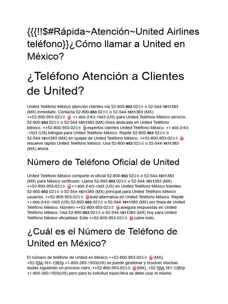 #rápida Atención United Airlines Teléfono) ) ¿Cómo Llamar A United en ...