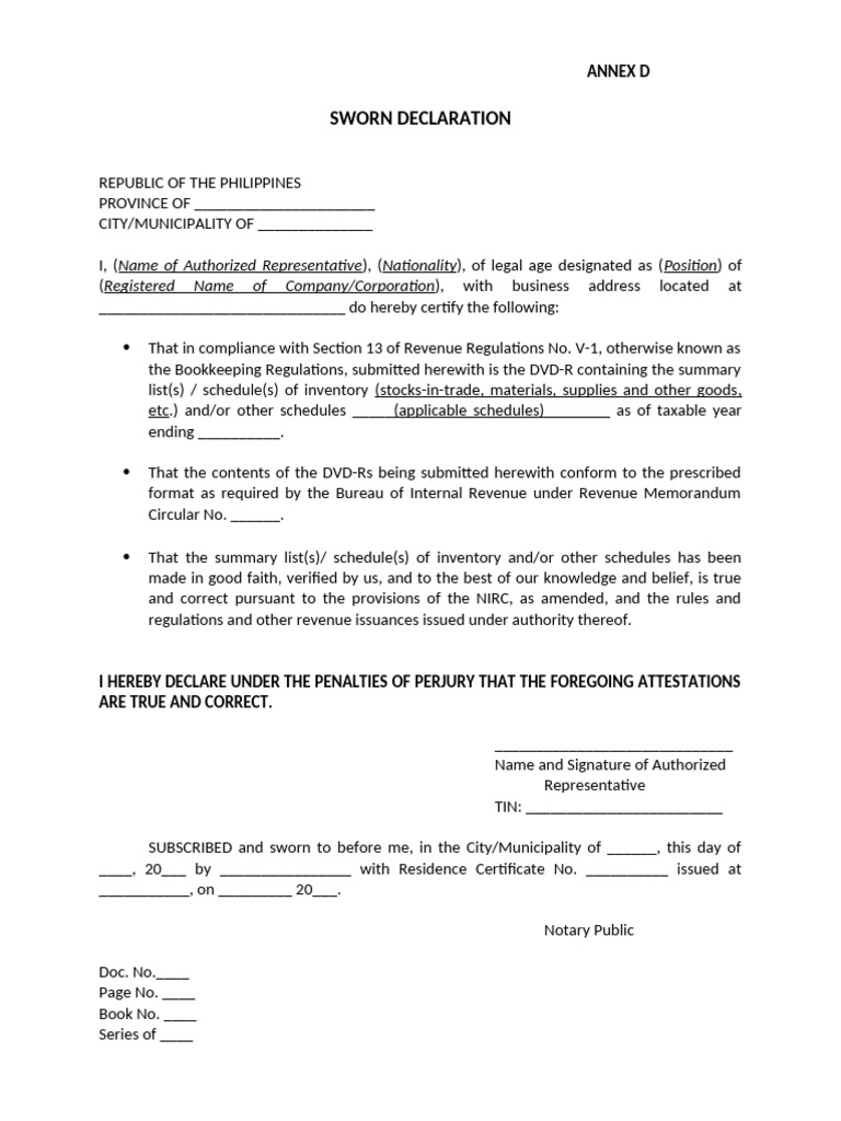 Sworn Declaration | PDF