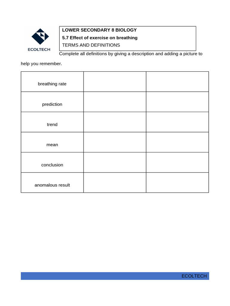 TERMS and DEFINITIONS 5.7 the Effect of Exercise on Breathing | PDF