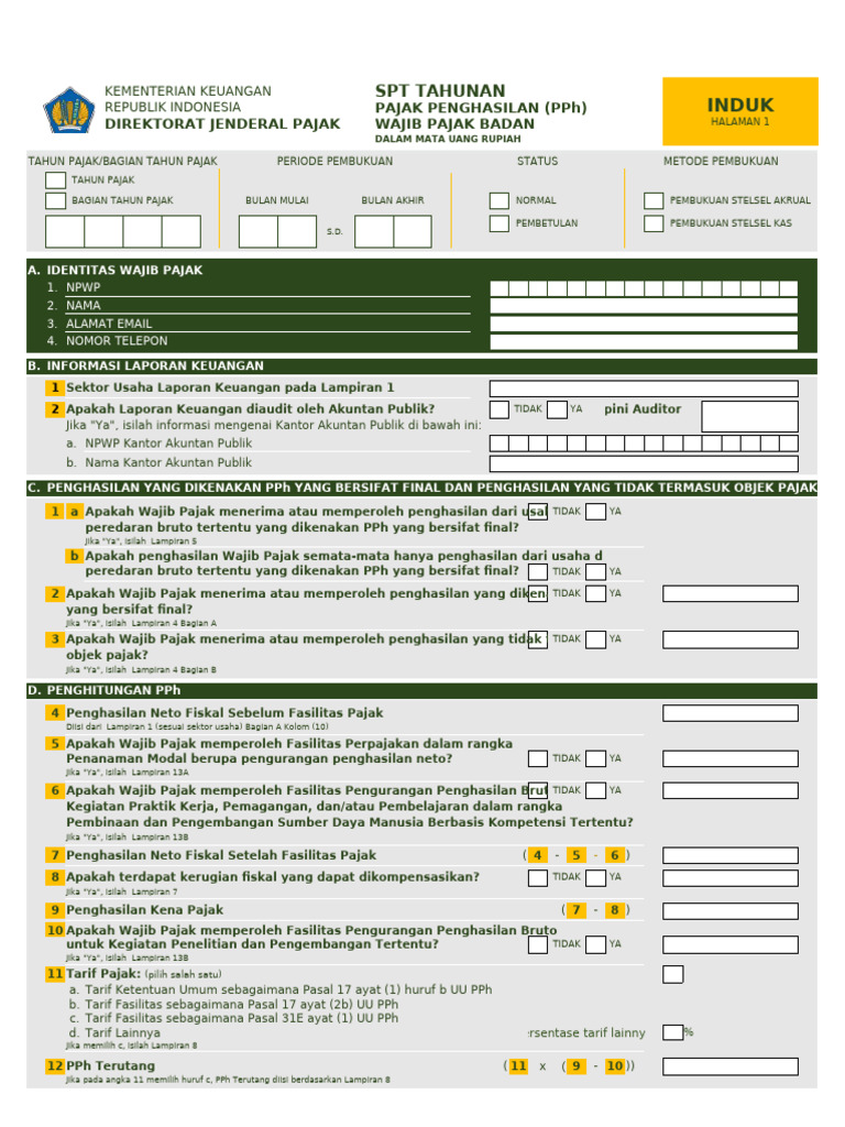 SPT Tahunan PPh Badan 2023 | PDF