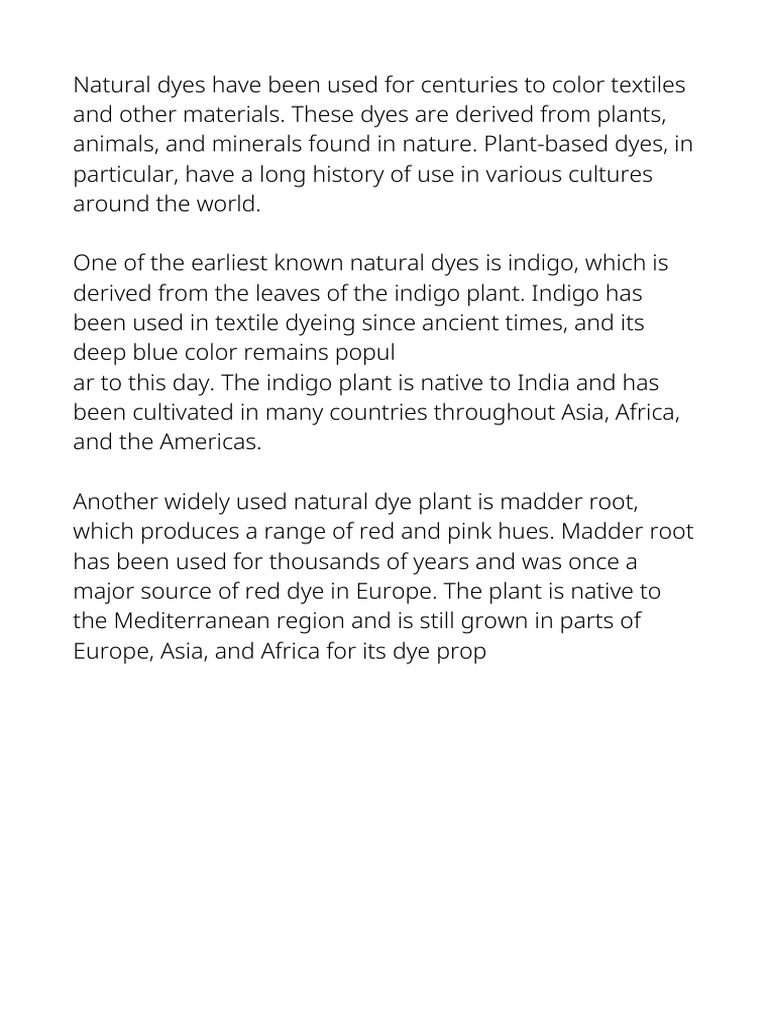 History and Benefits of Natural Dyes | PDF | Dye | Dyeing