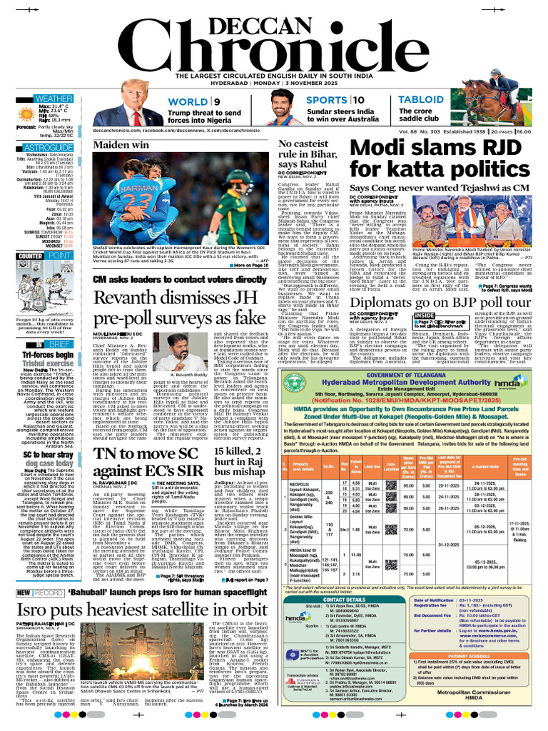 DC_Hyderabad_03-11-2025 | PDF | Narendra Modi | Bharatiya Janata Party