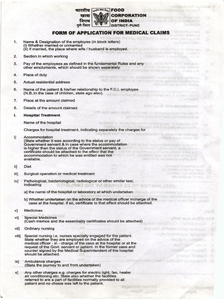 Medical Claims Application Form - Pune | PDF | Hospital | Health Care