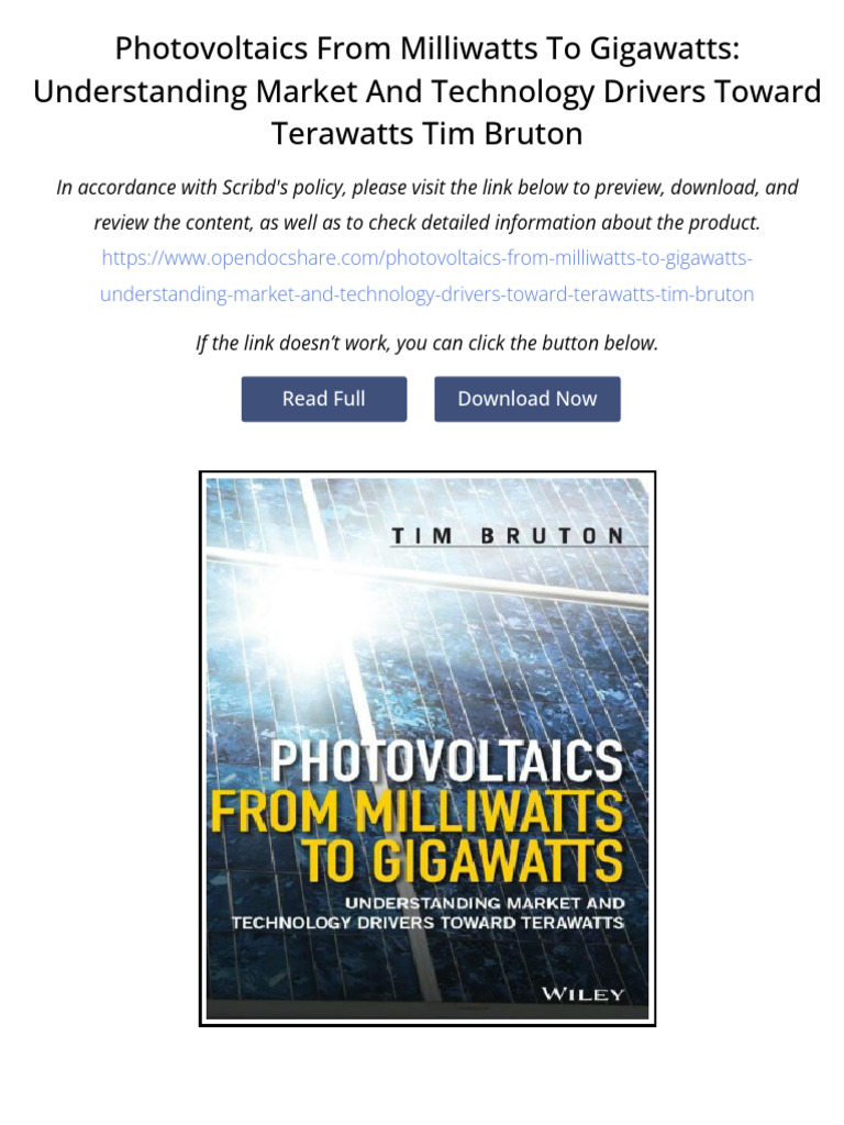 Photovoltaics From Milliwatts To Gigawatts: Understanding Market And ...