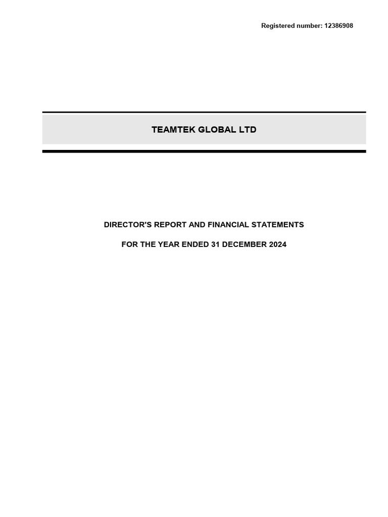 Teamtek Global Ltd Year Ended 31.12.2024 - With Dpl | PDF | Deferred Tax | Going Concern