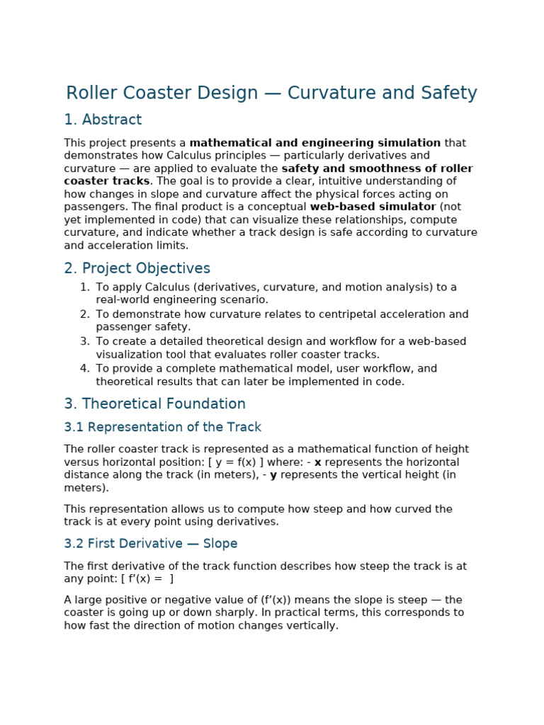 Roller-Coaster-Curvature-Project | PDF | Acceleration | Curvature