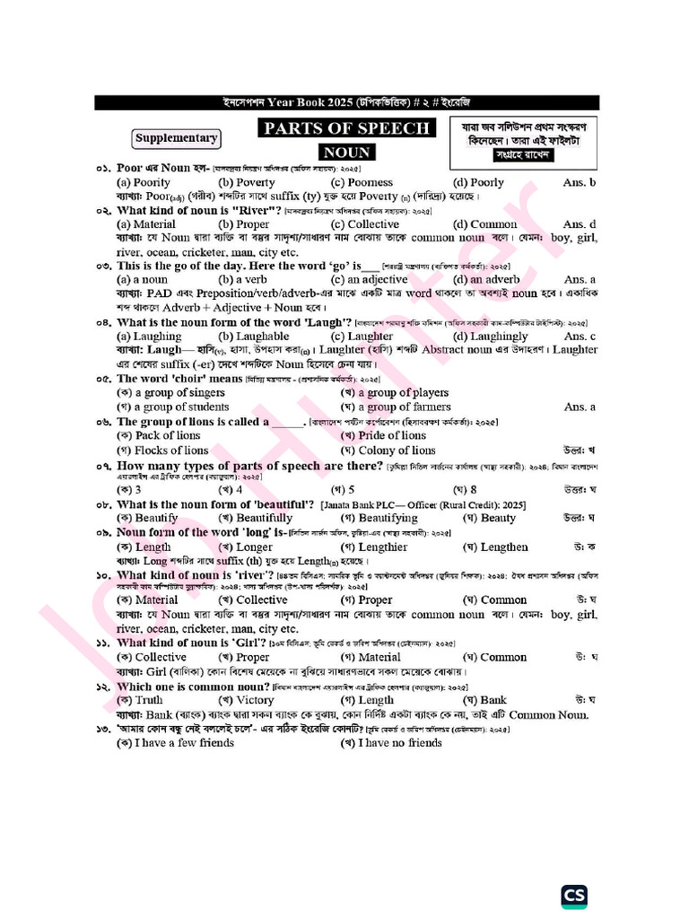 English Question Bank 2025 (Job Hunter) | PDF