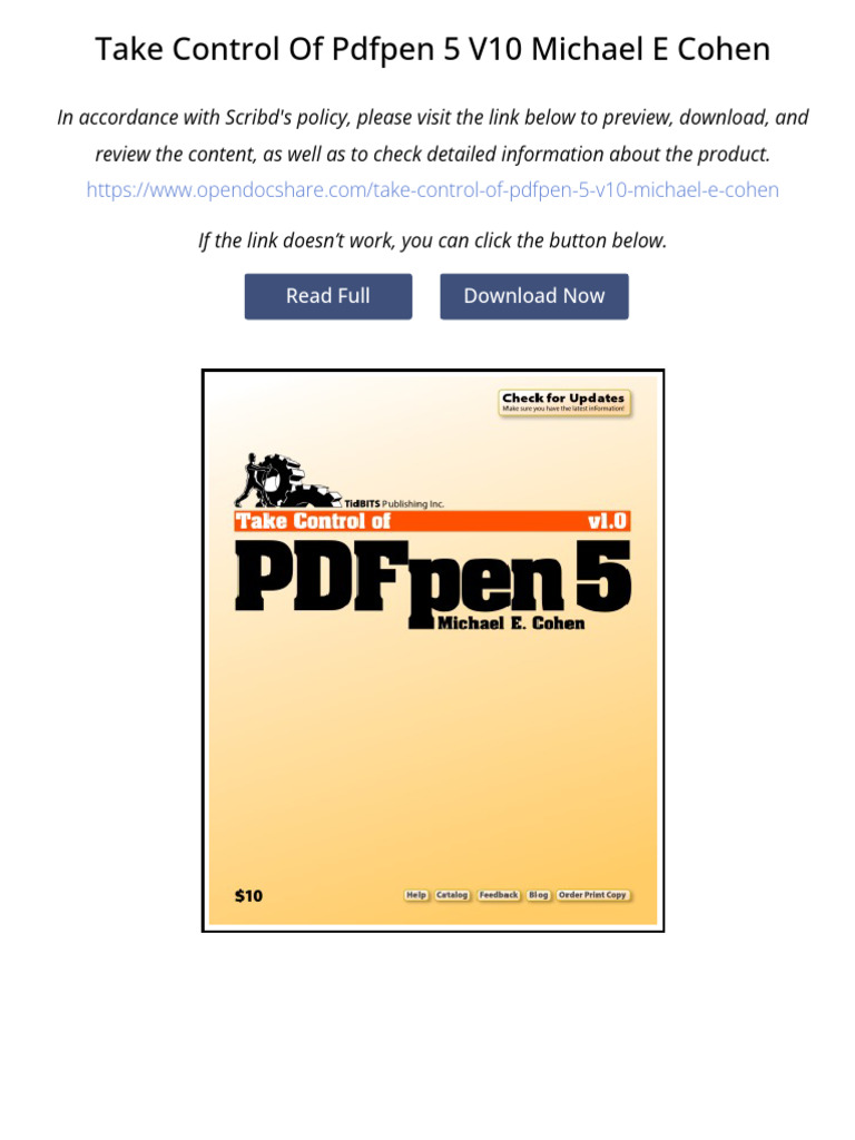 Take Control Of Pdfpen 5 V10 Michael E Cohen | PDF | Computing
