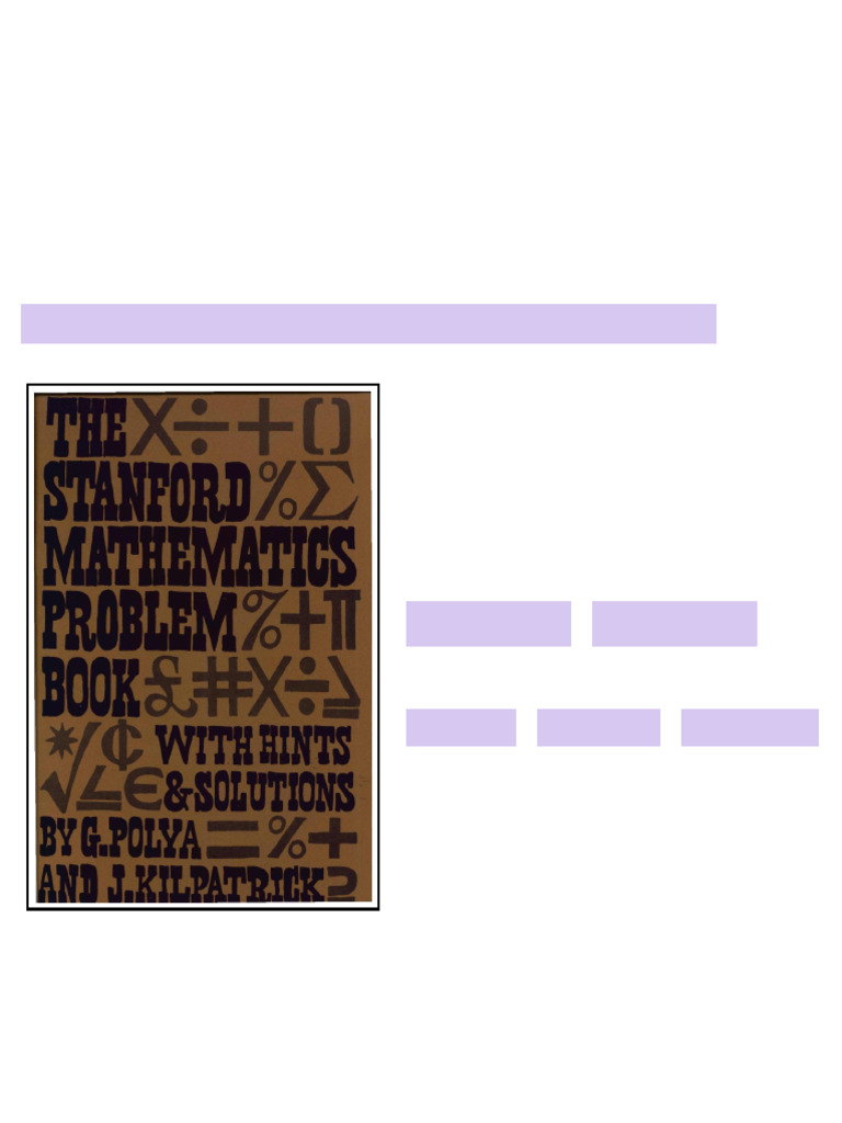 Stanford Mathematics Problem Book With Hints and Solutions The Wei Zhi ...