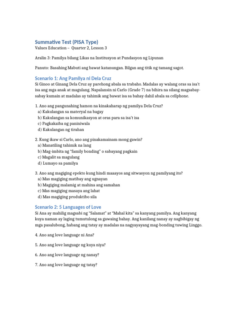 Summative Test PISA Type | PDF