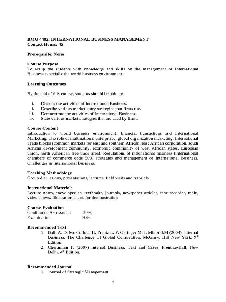 International Business Management Course | PDF | Bonds (Finance ...
