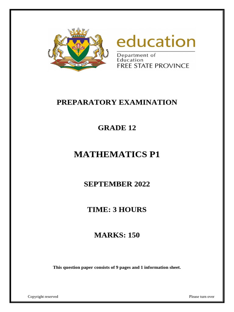 Mathematics p1 Prep Sept 2022 Qp Eng | PDF | Interest | Quadratic Equation