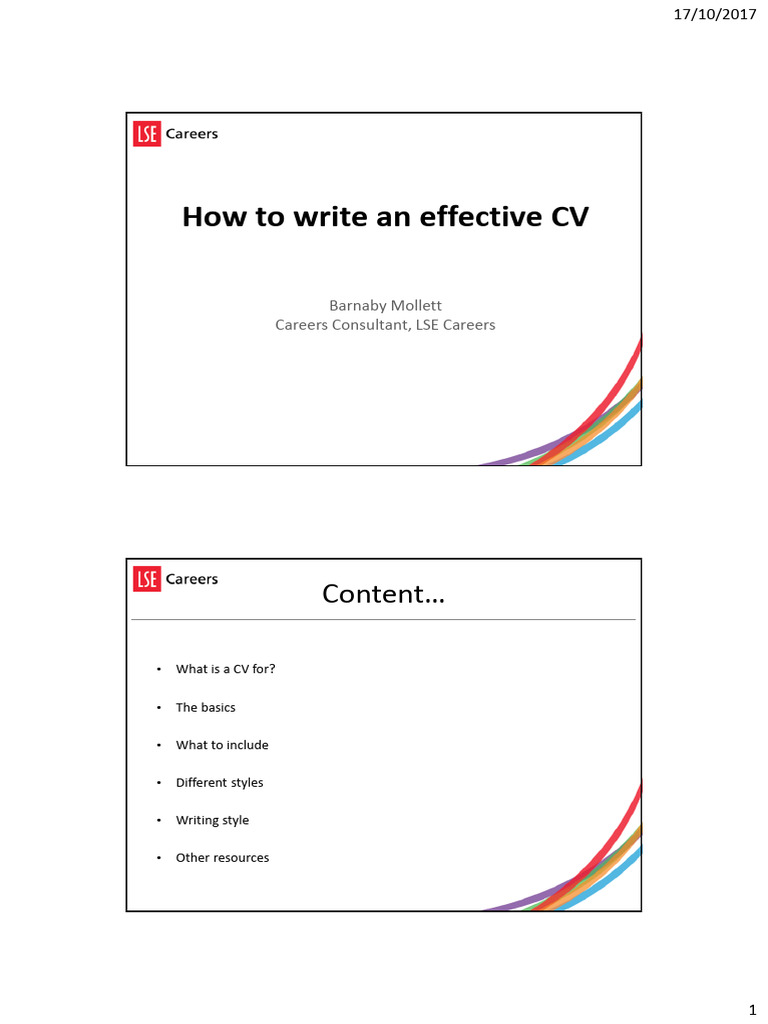 20171017 LSE Careers Writing an Effective CV | PDF