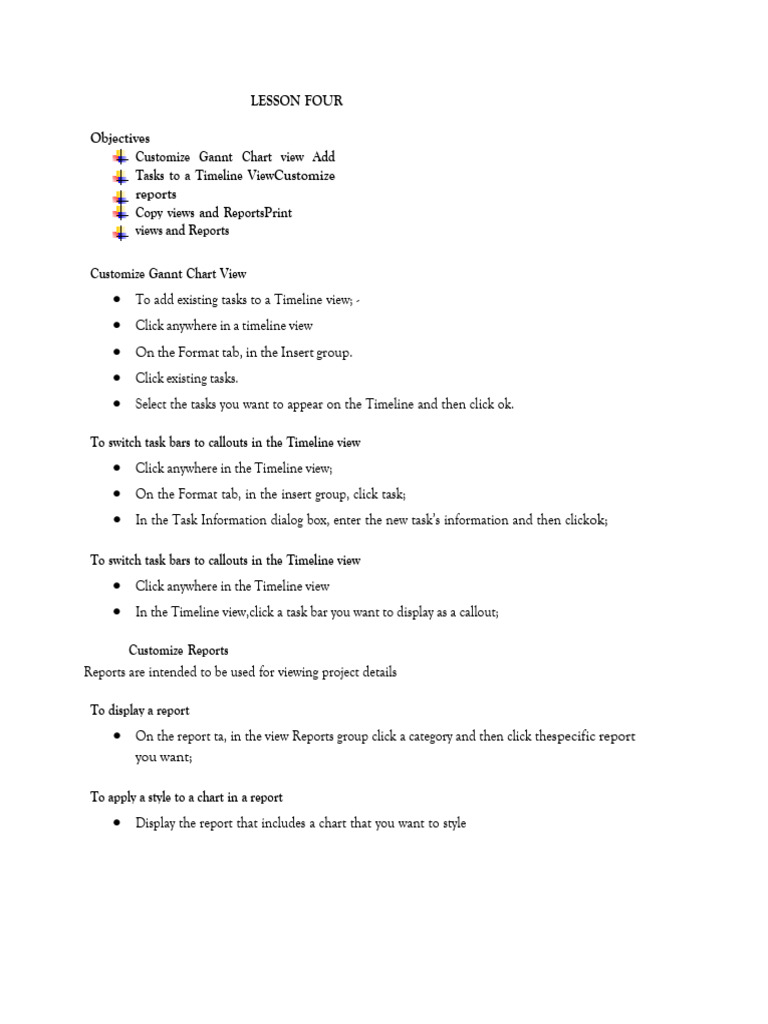MICROSOFT PROJECT Lesson Four | PDF
