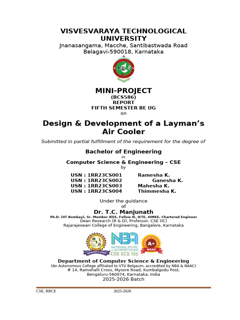 CSE Miniproject Sample Report | PDF | Air Conditioning | Engineering ...