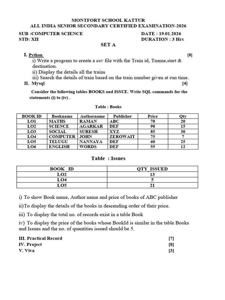 Board Questin New12 2026 Final1 Batch II | PDF | Computer Programming ...