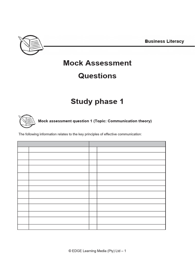 BLIT - Mock Assessment Questions 1 | PDF | Communication | Telephone