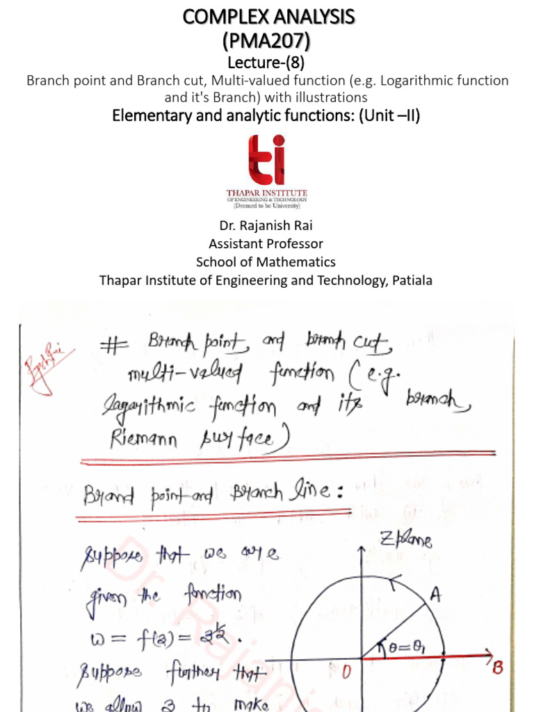 Branch point, Branch cut, Multi-valued function | PDF