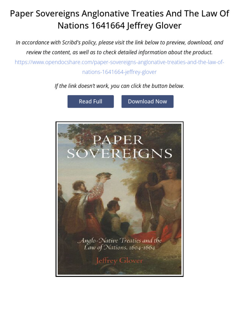 Paper Sovereigns Anglonative Treaties And The Law Of Nations 1641664 ...