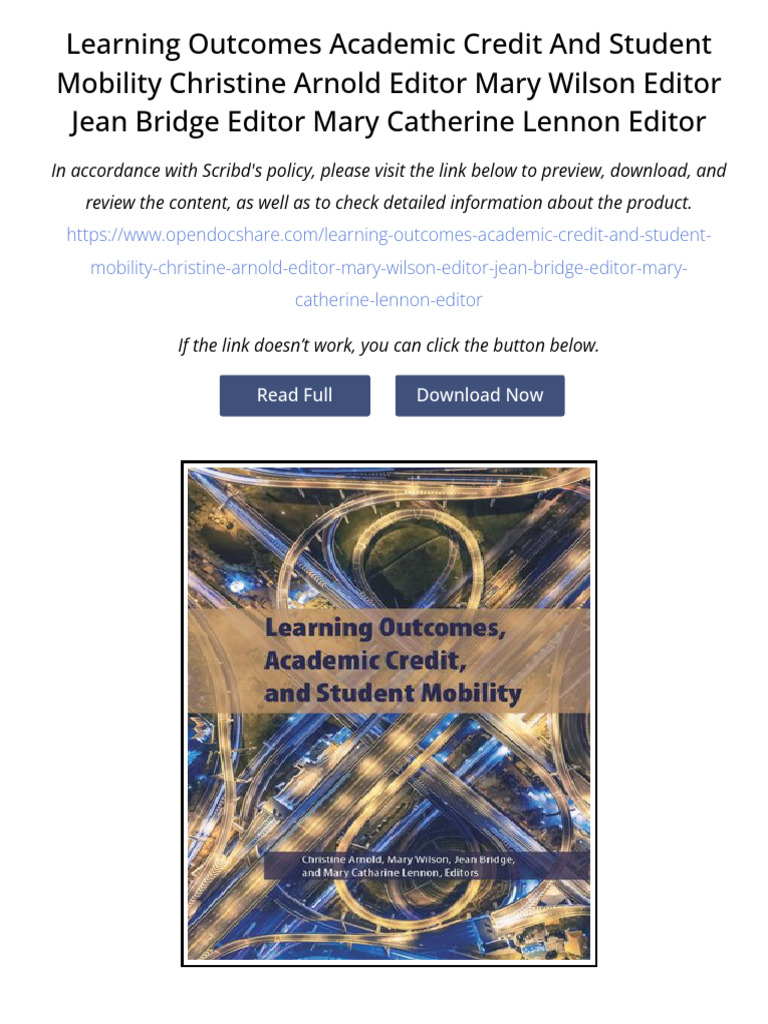 Learning Outcomes Academic Credit And Student Mobility Christine Arnold ...