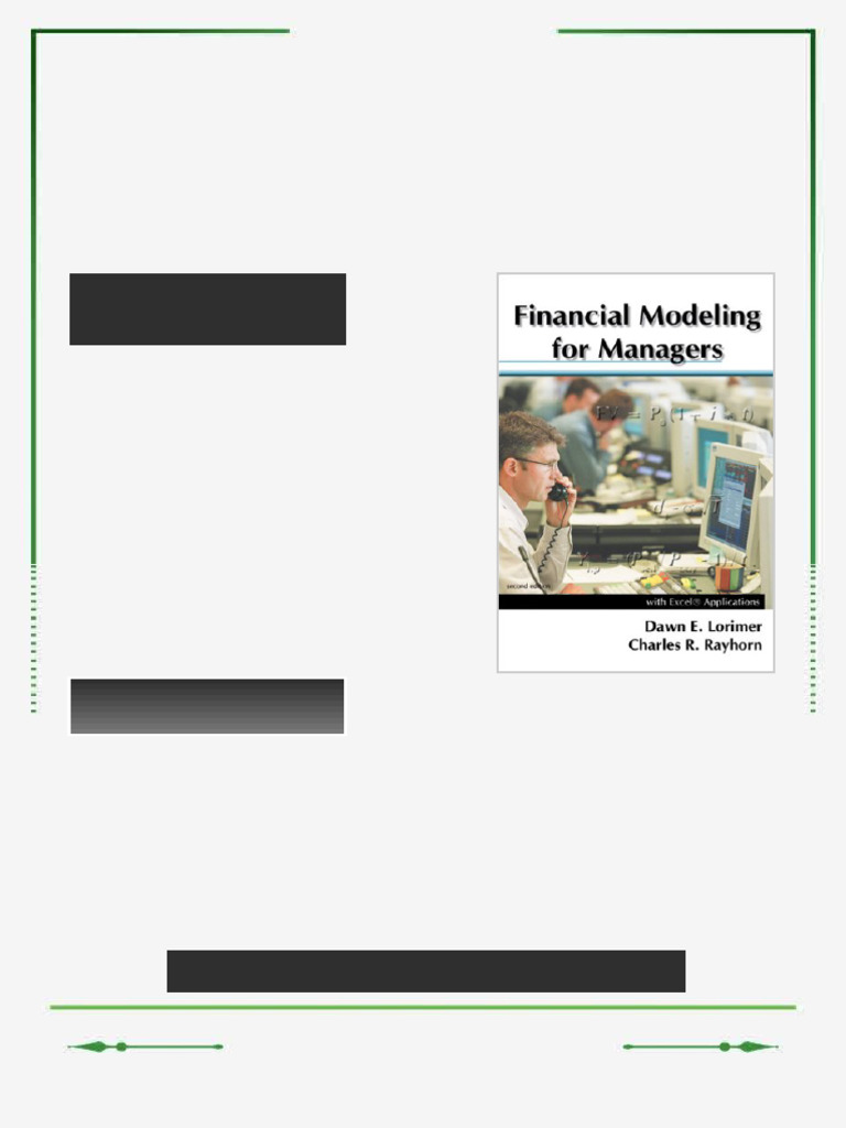 Financial Modeling for Managers With Excel Applications 2nd Edition ...