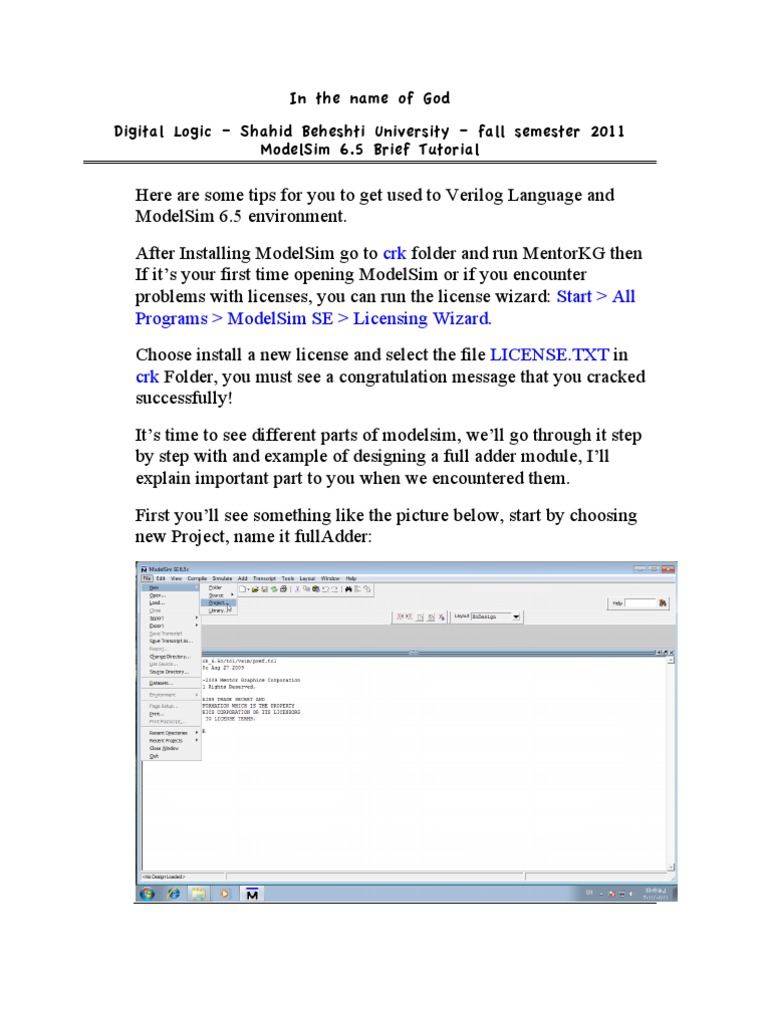 ModelSim 6.5 Installation and Tutorial | PDF | Library (Computing ...