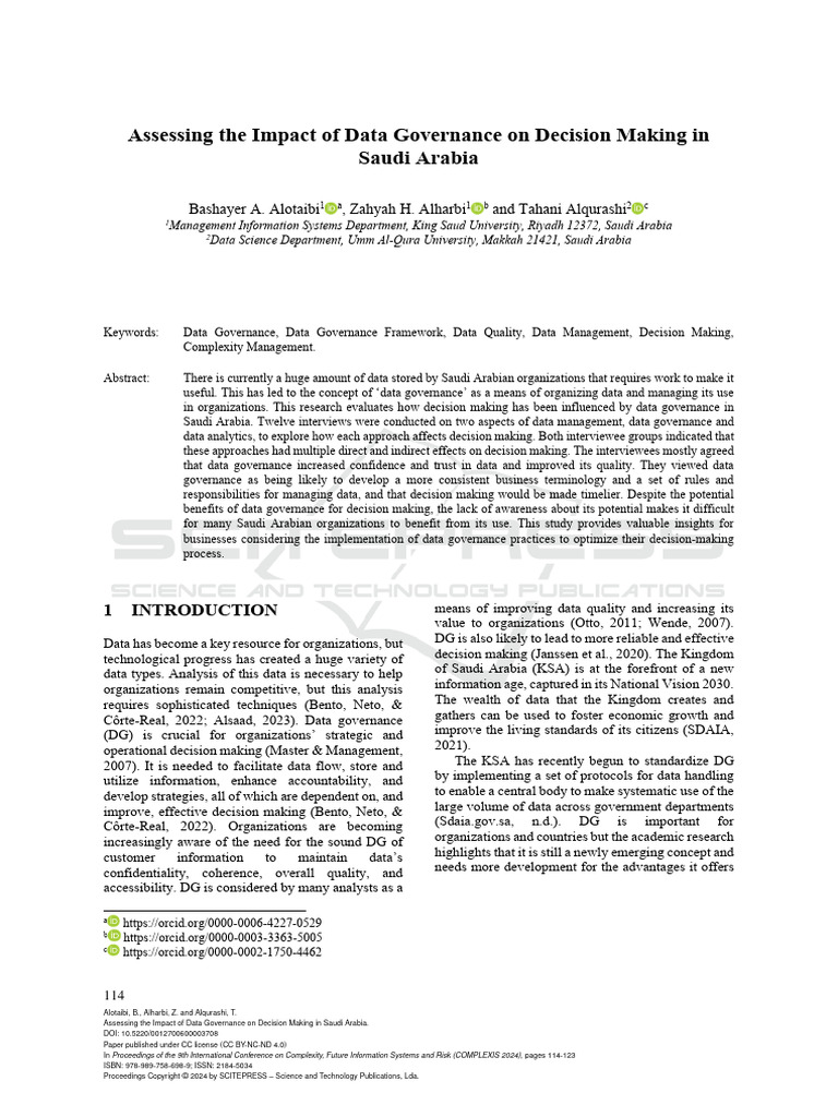 Data Governance's Role in Saudi Decision Making | PDF | Governance ...