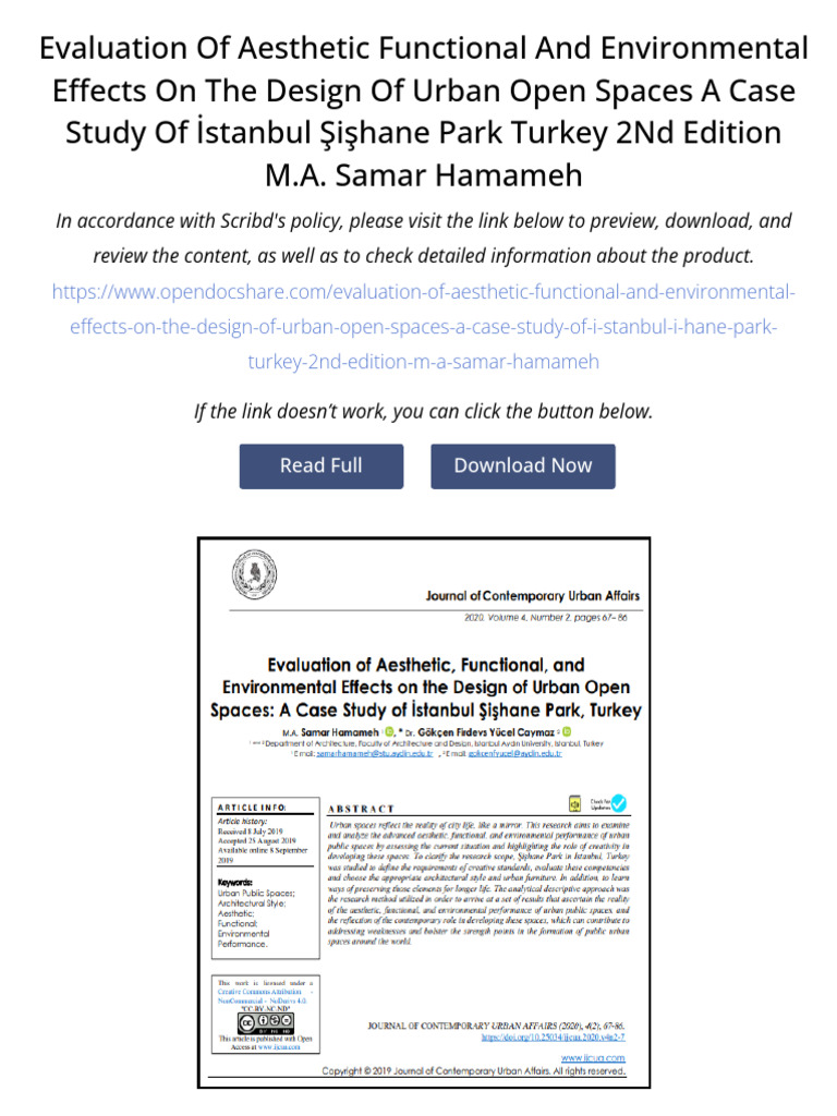 Evaluation of Aesthetic Functional and Environmental Effects on the ...