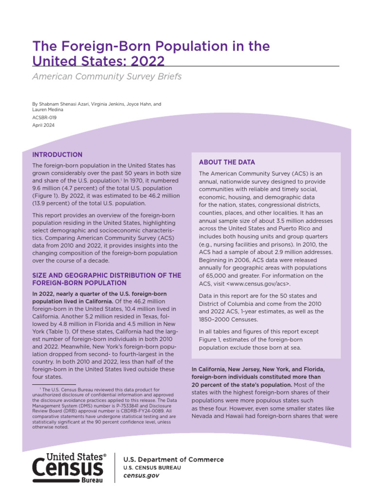 U.S. Foreign-Born Population Trends 2022 | PDF | American Community ...