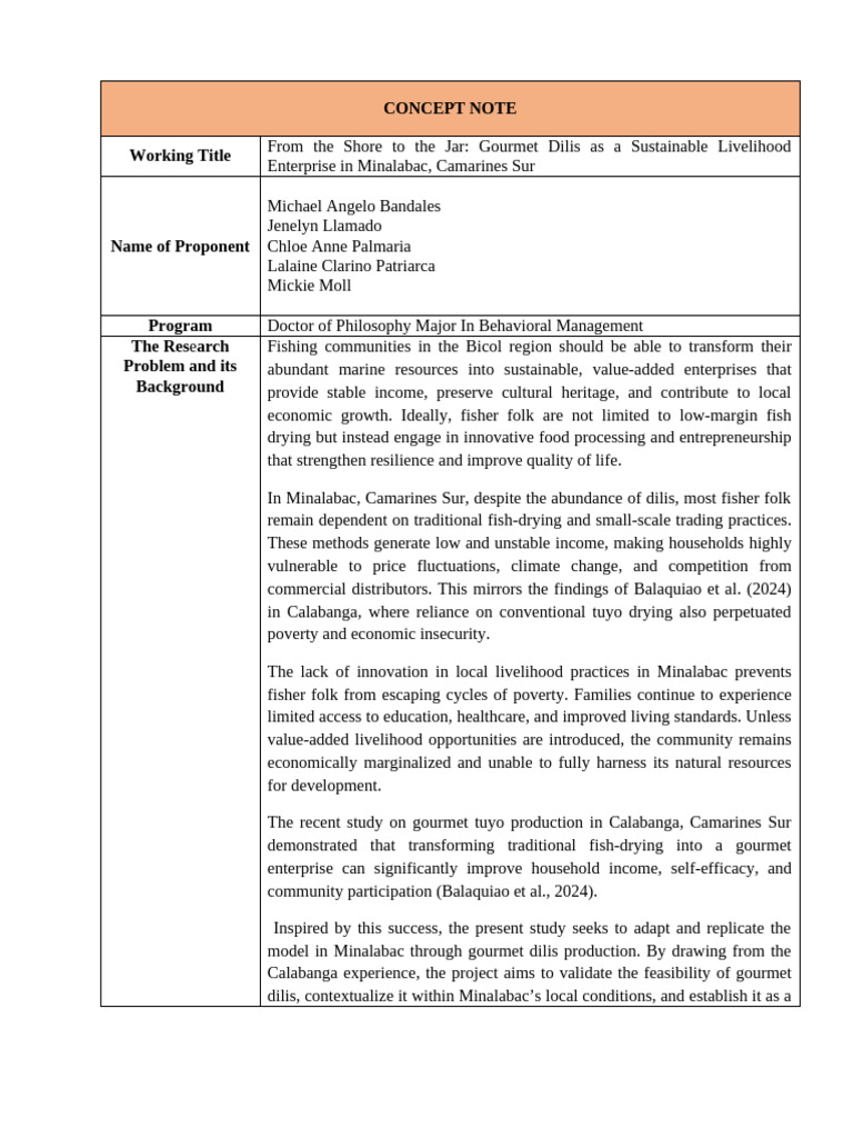 Concept Note for Group 3_ Gourmet Dilis | PDF | Evaluation | Statistics