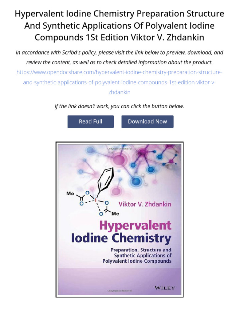 Hypervalent Iodine Chemistry Preparation Structure and Synthetic ...