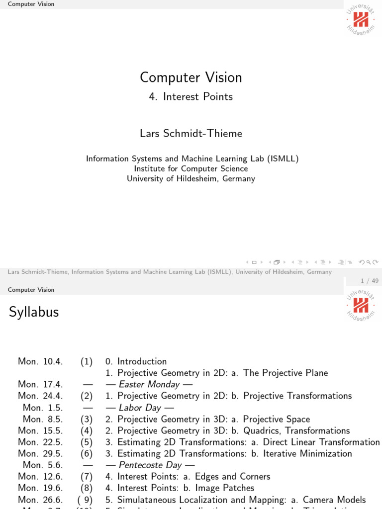 cv-04-interest-points | PDF | Computer Vision | Computer Graphics